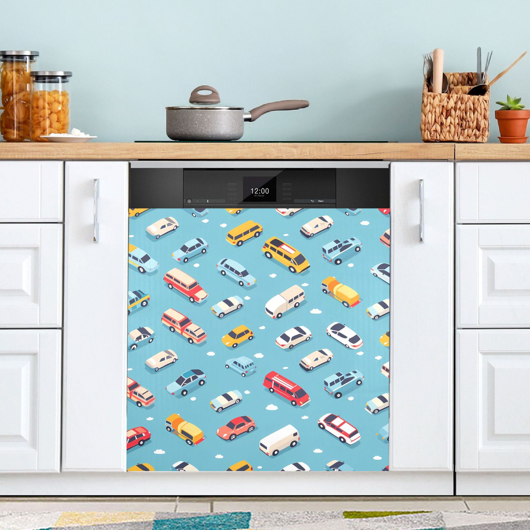 Cartoon Cars Magnetic Dishwasher Cover Magnet Refrigerator Dishwashers ...