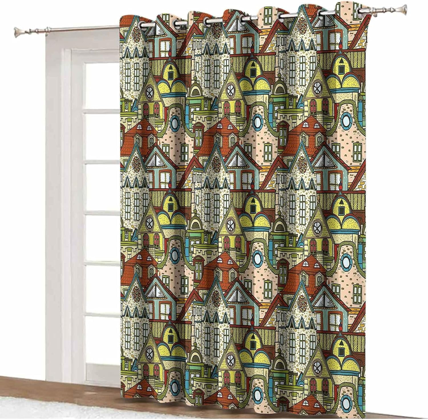 Cartoon Castle Curtains for Sliding Glass Doors, 100 x 84 inches, Extra ...