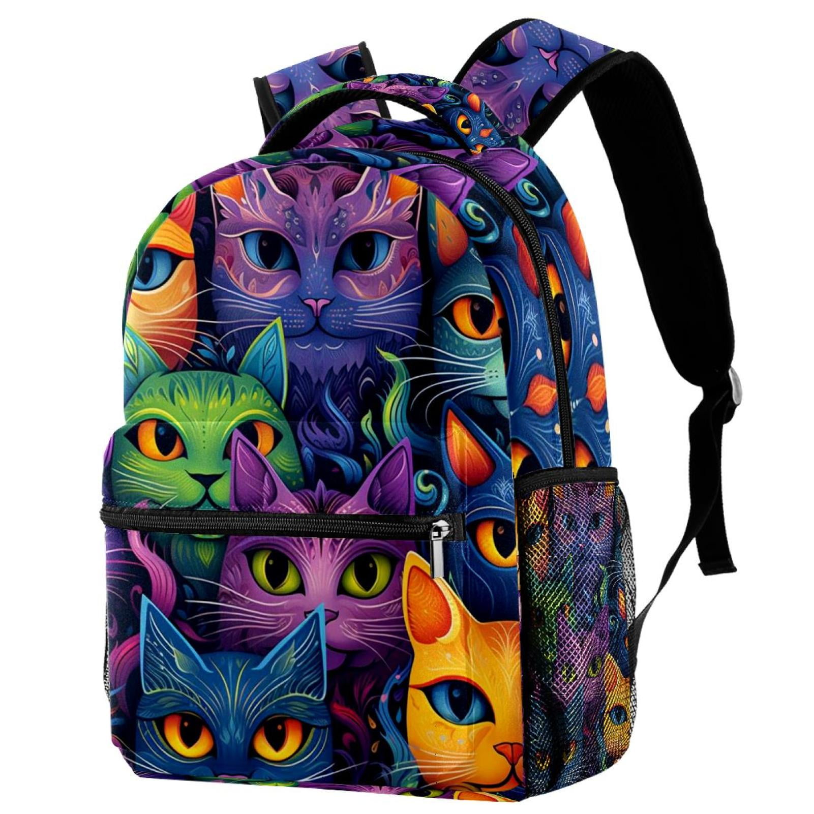 Cartoon Cat Backpack Lightweight Bookbag Travel Rucksack Laptop Daypack ...