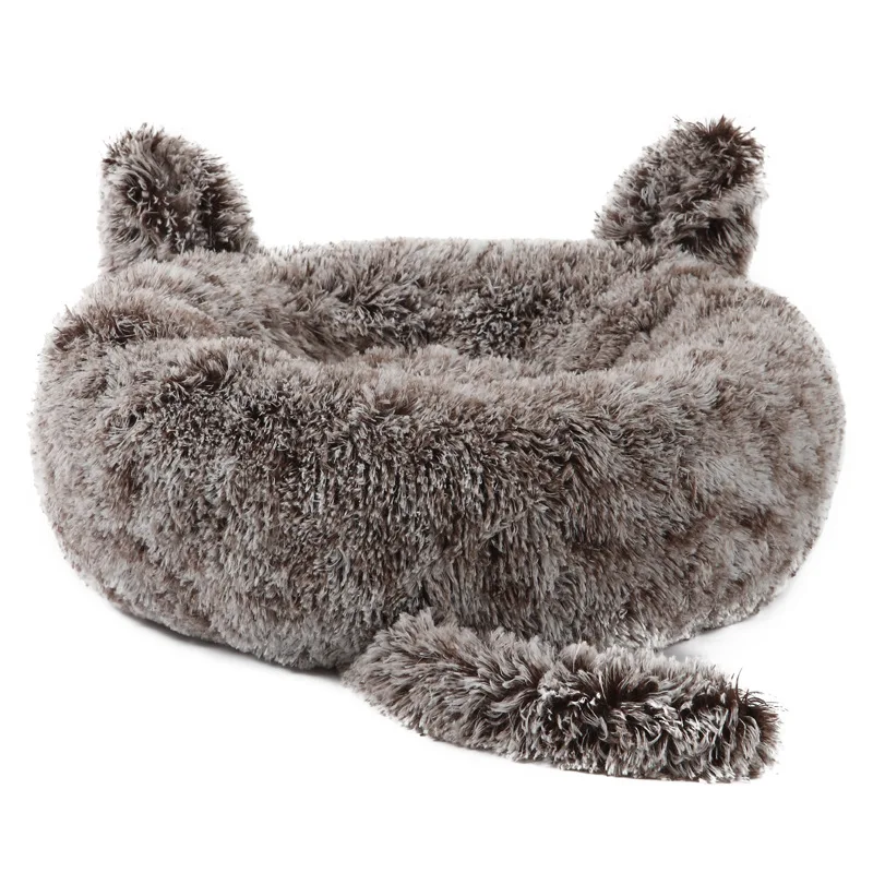 Cartoon Cat Bed Pet Nest Super Soft Warm Round Pet for Bed Semi ...