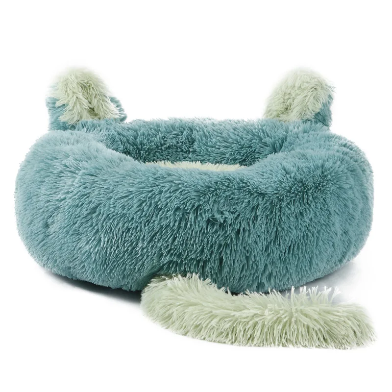 Cartoon Cat Bed Pet Nest Super Soft Warm Round Pet for Bed Semi ...