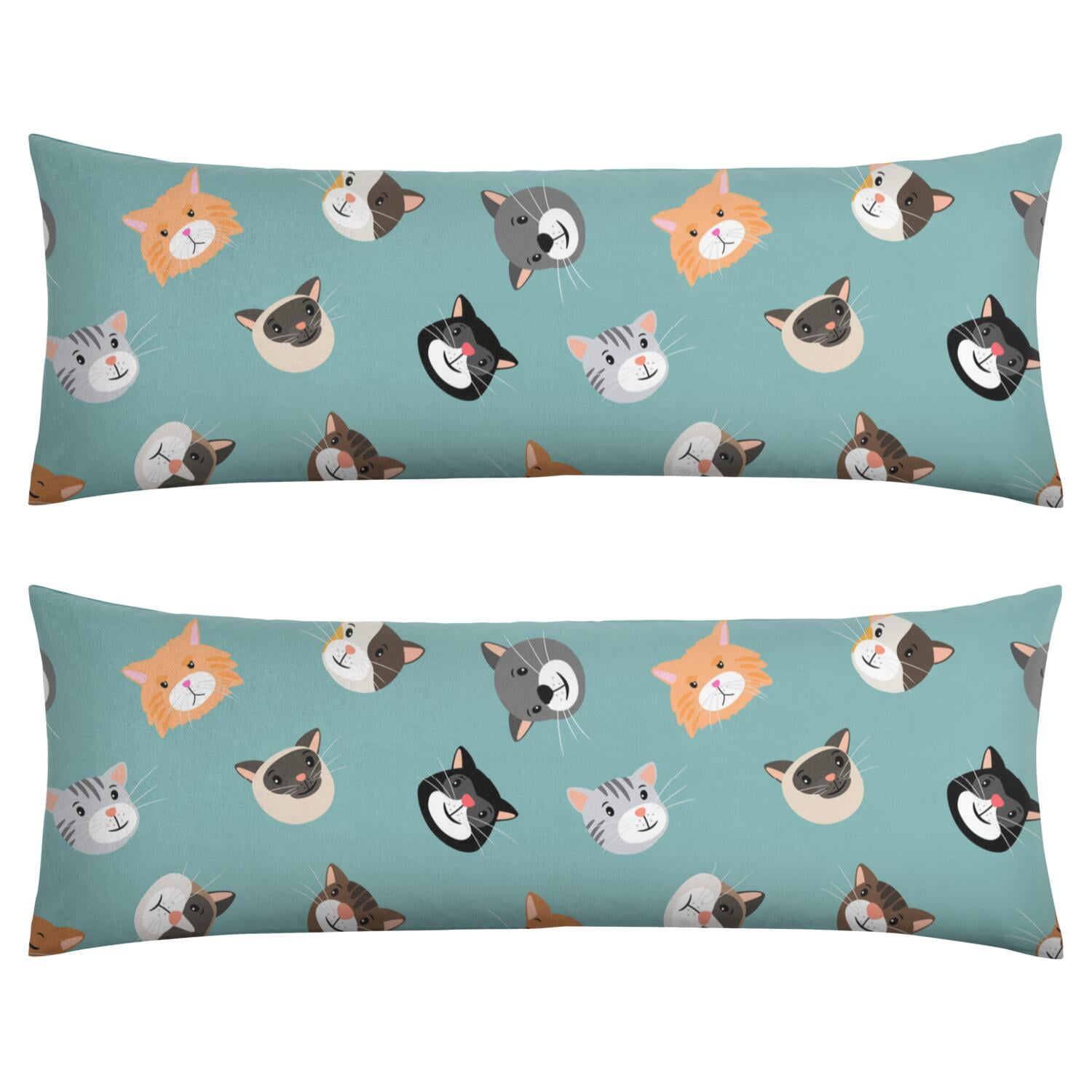 Cartoon Cat Body Pillow Cover 20x54 - Vintage Cat Design Pillow Case ...
