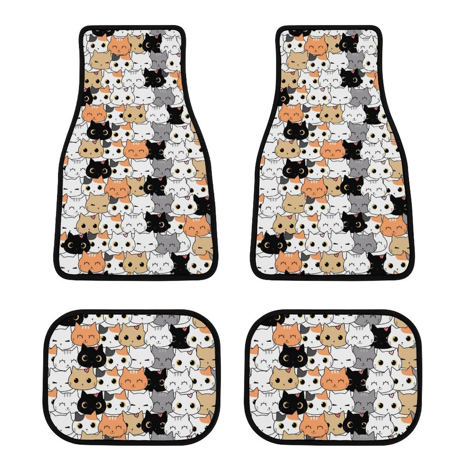 Cartoon Cat Car Foot Mat Set of 4, Floor Mats for Cars Anime Car Floor ...