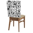 Cartoon Cat Chair Back Covers Set of 4 Cute Dog Black White Line Animal ...