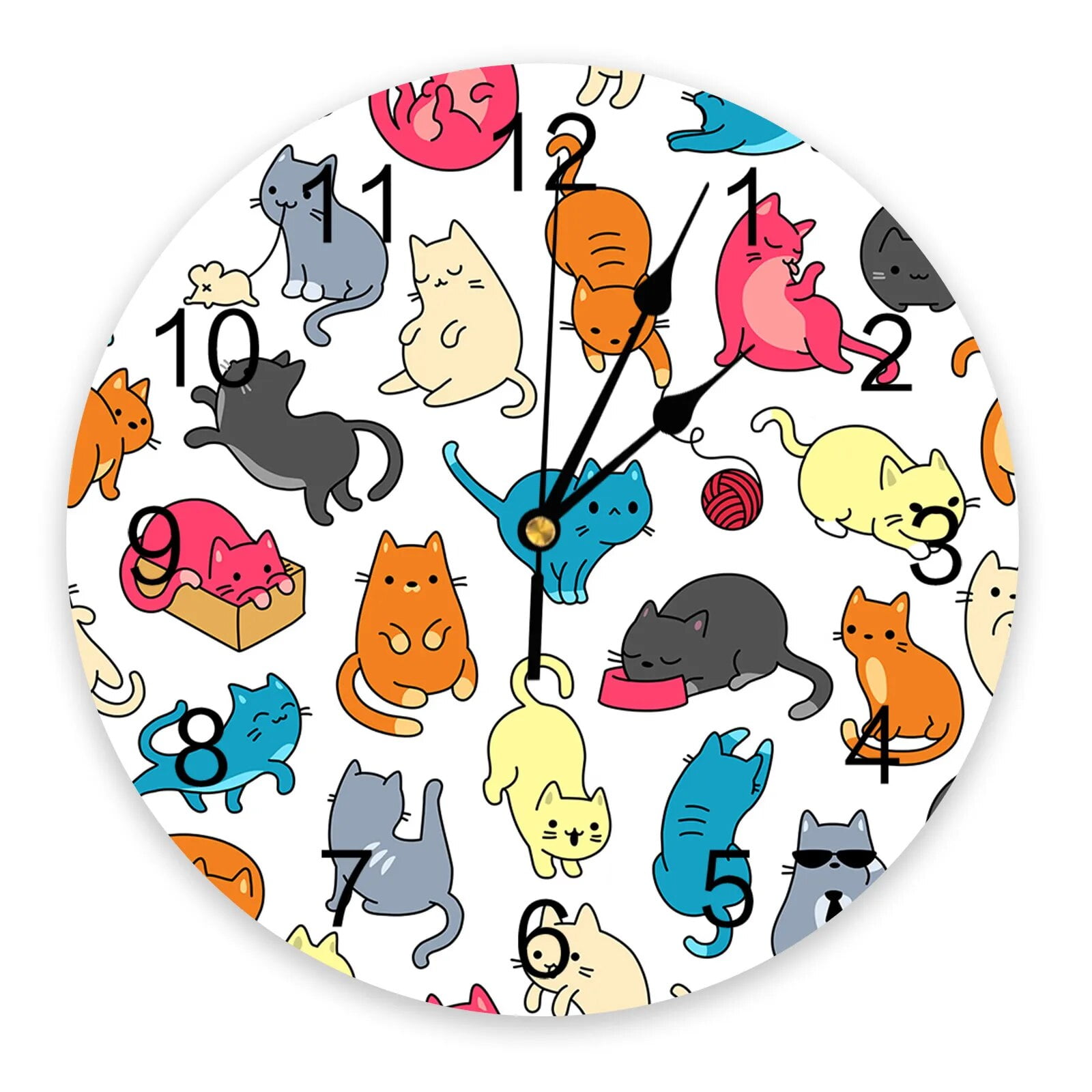 Cartoon Cat Clocks Wall Home Decor Modern Kitchen Room Bedroom Living ...