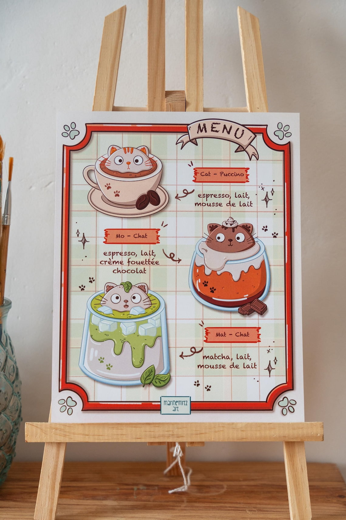 Cartoon Cat Coffee Poster, Stylish Wall Decoration, Unframed Paper ...