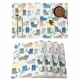 Cartoon Cat Cotton Linen Placemats Set of 1, Colorful Simple Animal ...