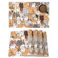 Cartoon Cat Cotton Linen Placemats Set of 8, Cute Kitten Washable Table ...