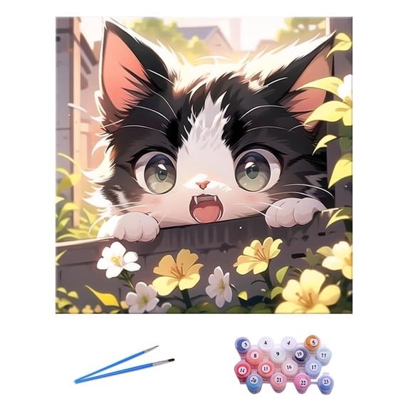 Cartoon Cat DIY Digital Oil Painting Craft For Gift 2020 Home Wall ...