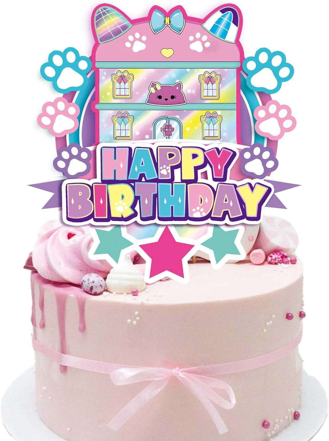 Cartoon Cat Dollhouse Cake Toppers for Girls Party Supplies Dollhouse ...