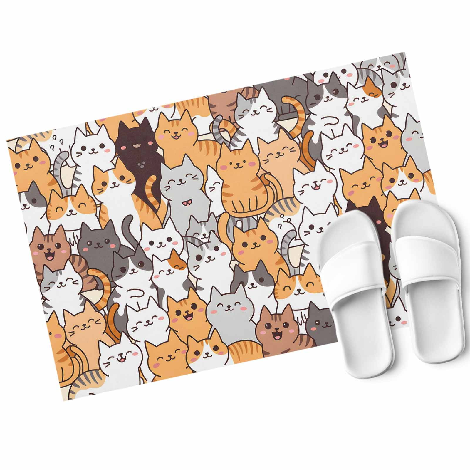Cartoon Cat Door Mat Cute Kitten Non Slip Absorbent Entrance Mat ...
