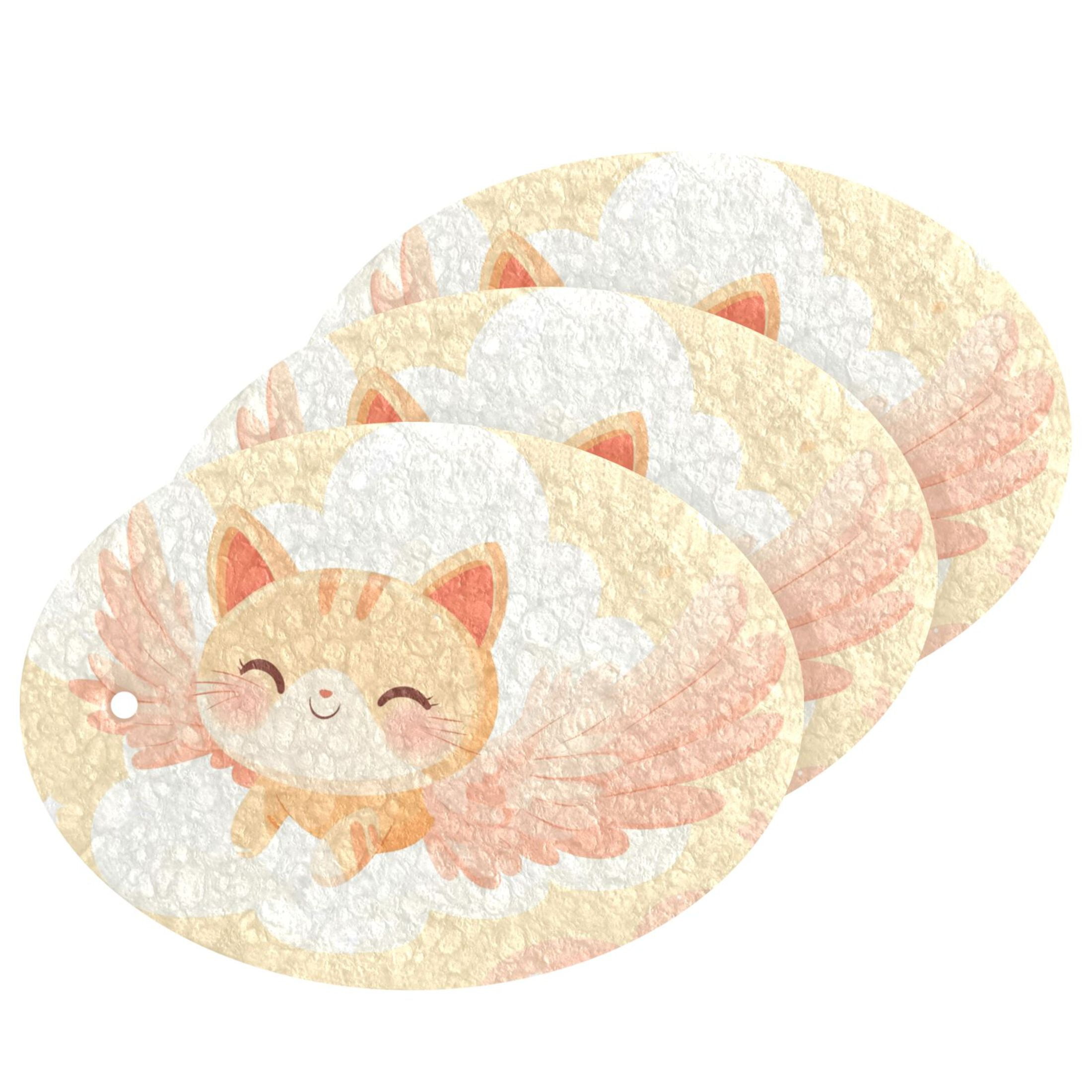 Cartoon Cat Fly 3 Dish Sponges Bulk Delicate Clean Non Scratch ...