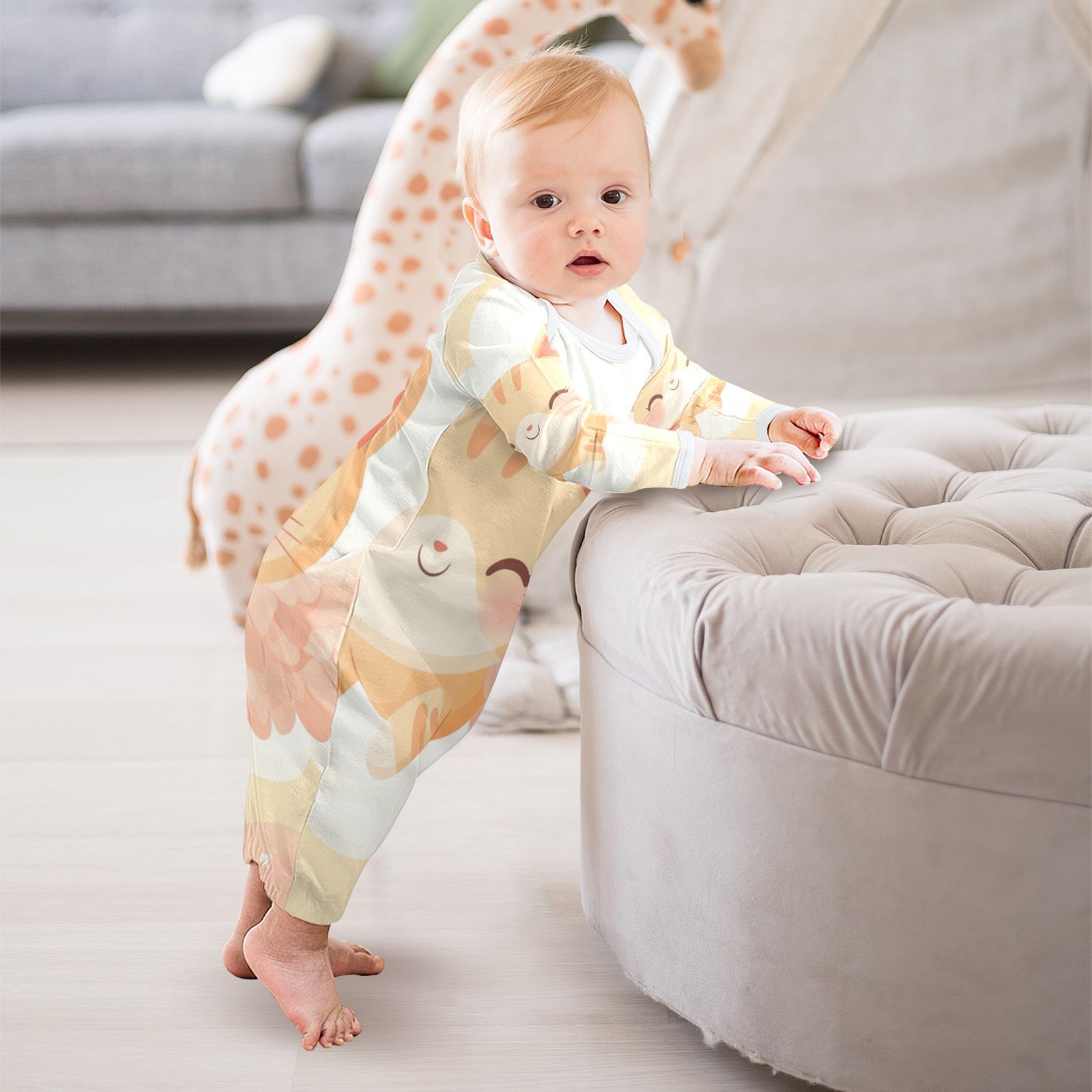 Cartoon Cat Fly Newborn Baby Sleeper Gowns Baby Nightdress Cotton Long ...