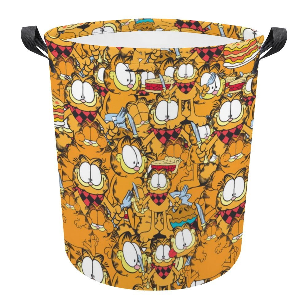 Cartoon Cat Garfield Laundry Basket Foldable Waterproof Oxford Cloth Funny Tote Bag Laundry ...