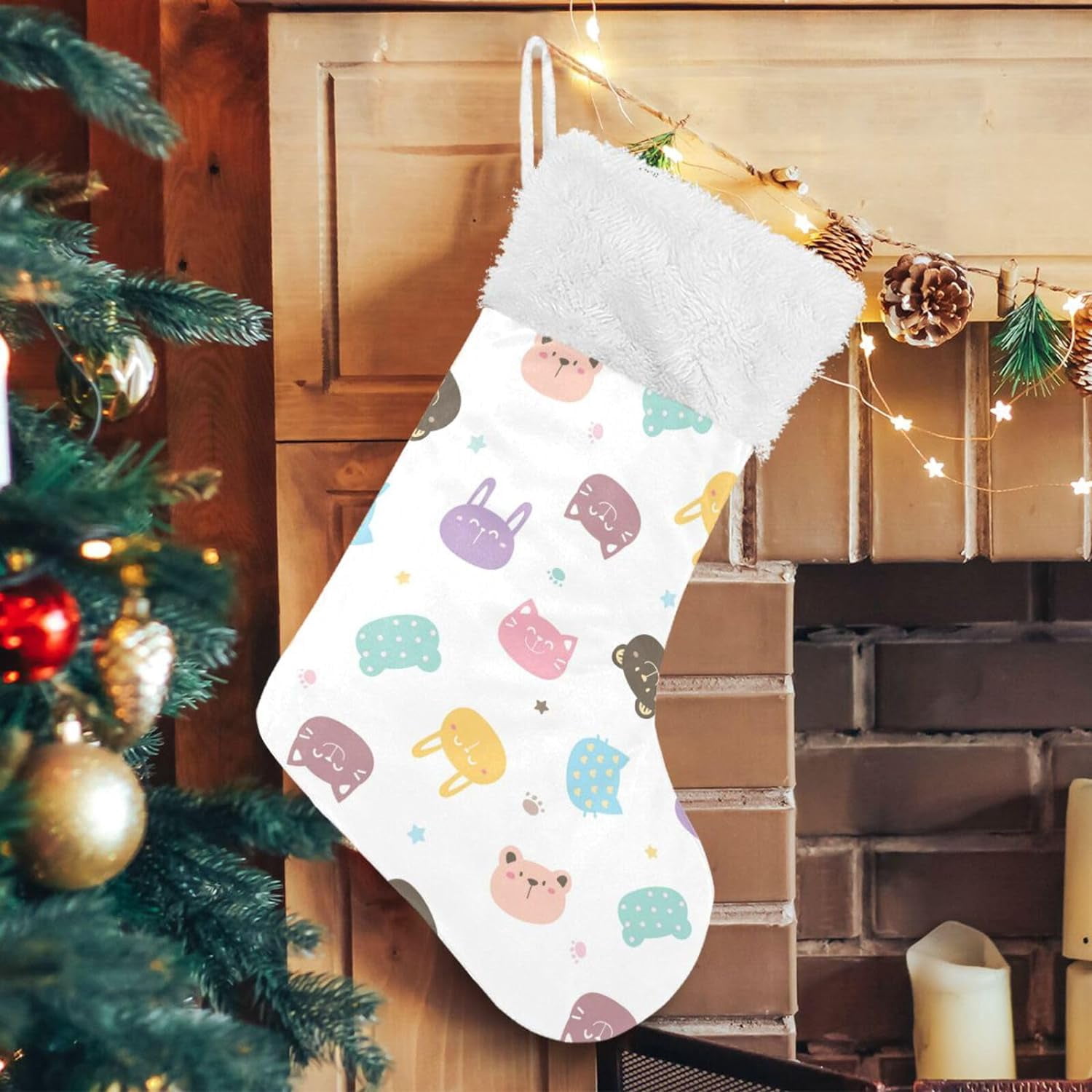 Cartoon Cat Large Christmas Stockings, Hanging Xmas Stockings Candy ...