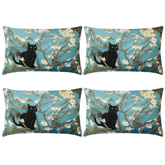 Cartoon Cat Lumbar Pillow Covers 12 x 20 Inch Pillow Covers Set of 4 ...