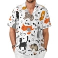 Cartoon Cat Men's Shirts Short-Sleeved with All-Over Prints Button-Up ...