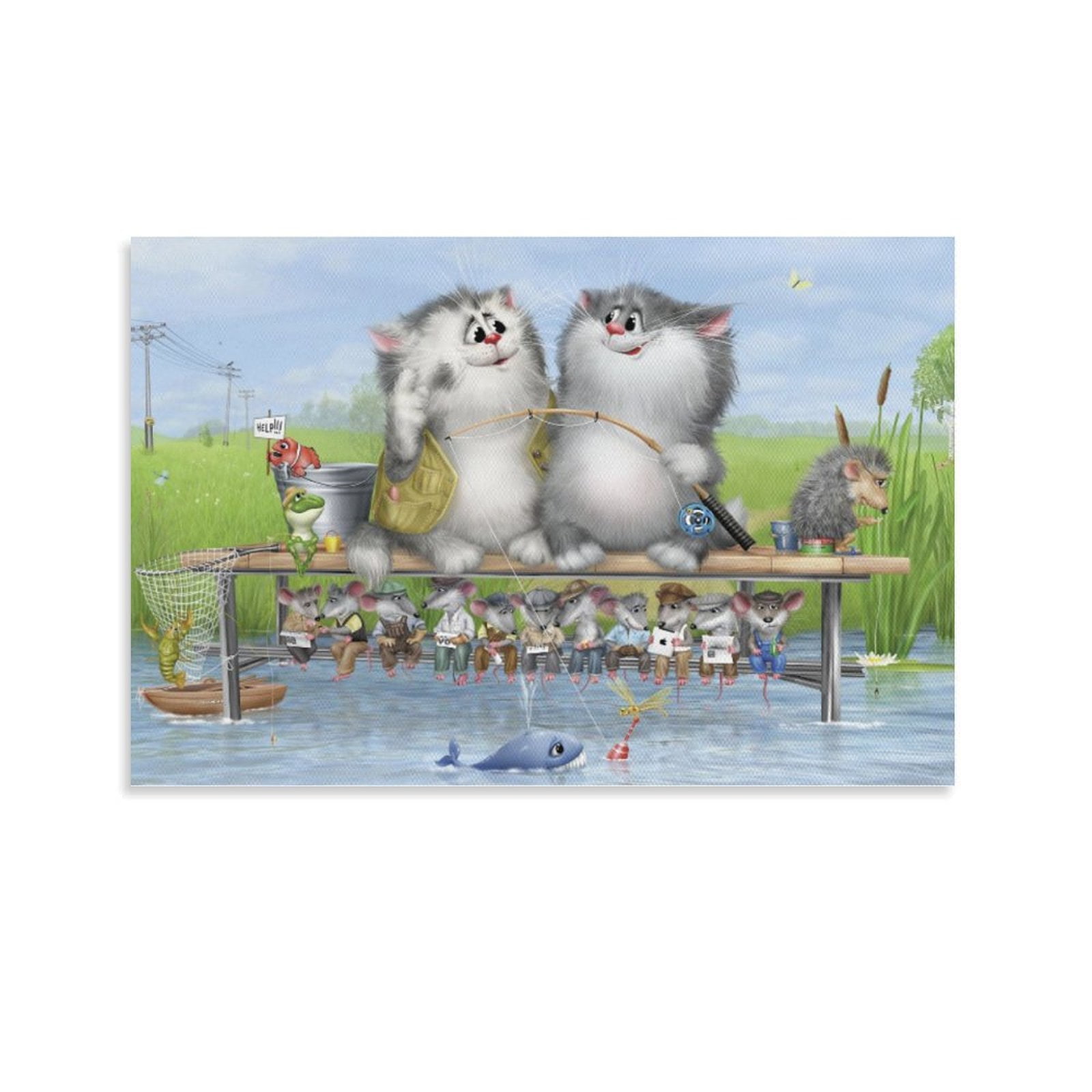 Cartoon Cat Mouse Fish Canvas Art Poster And Wall Art Picture Print ...