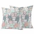 Cartoon Cat Outdoor Pillow Covers 16"x16" Set of 2, Waterproof Throw ...