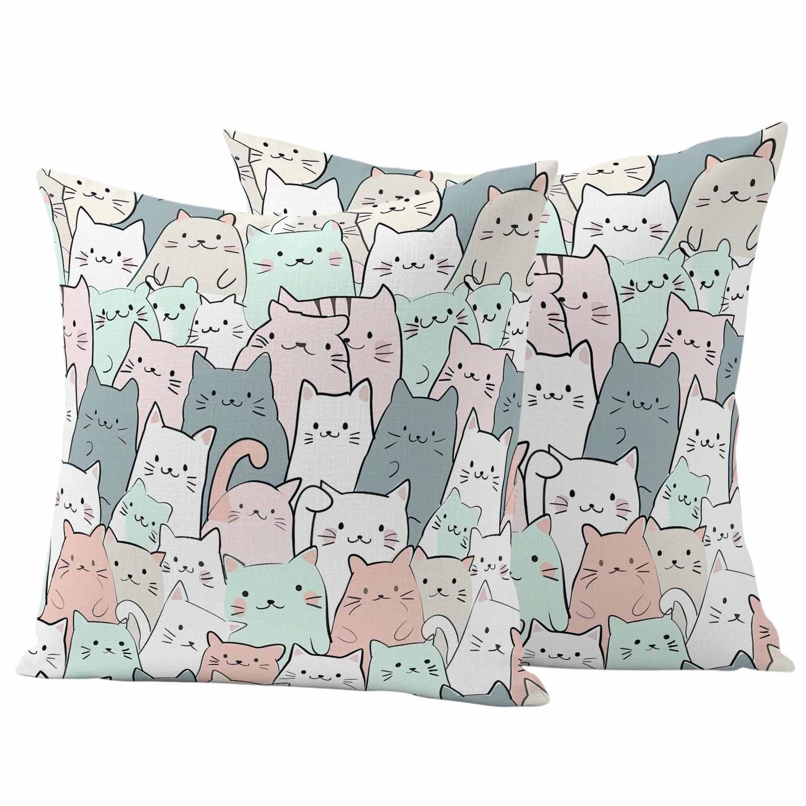 Cartoon Cat Outdoor Pillow Covers, Waterproof Decorative Throw ...