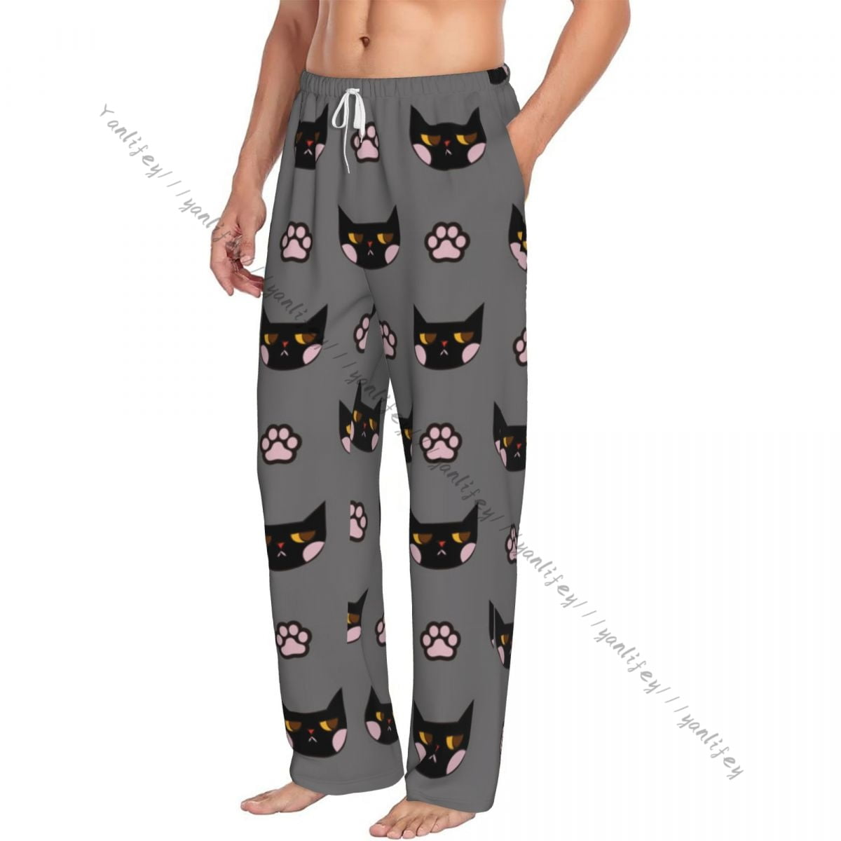 Cartoon Cat Paws Mens Woman Pajamas Pyjamas Pants Lounge Pants Sleep ...