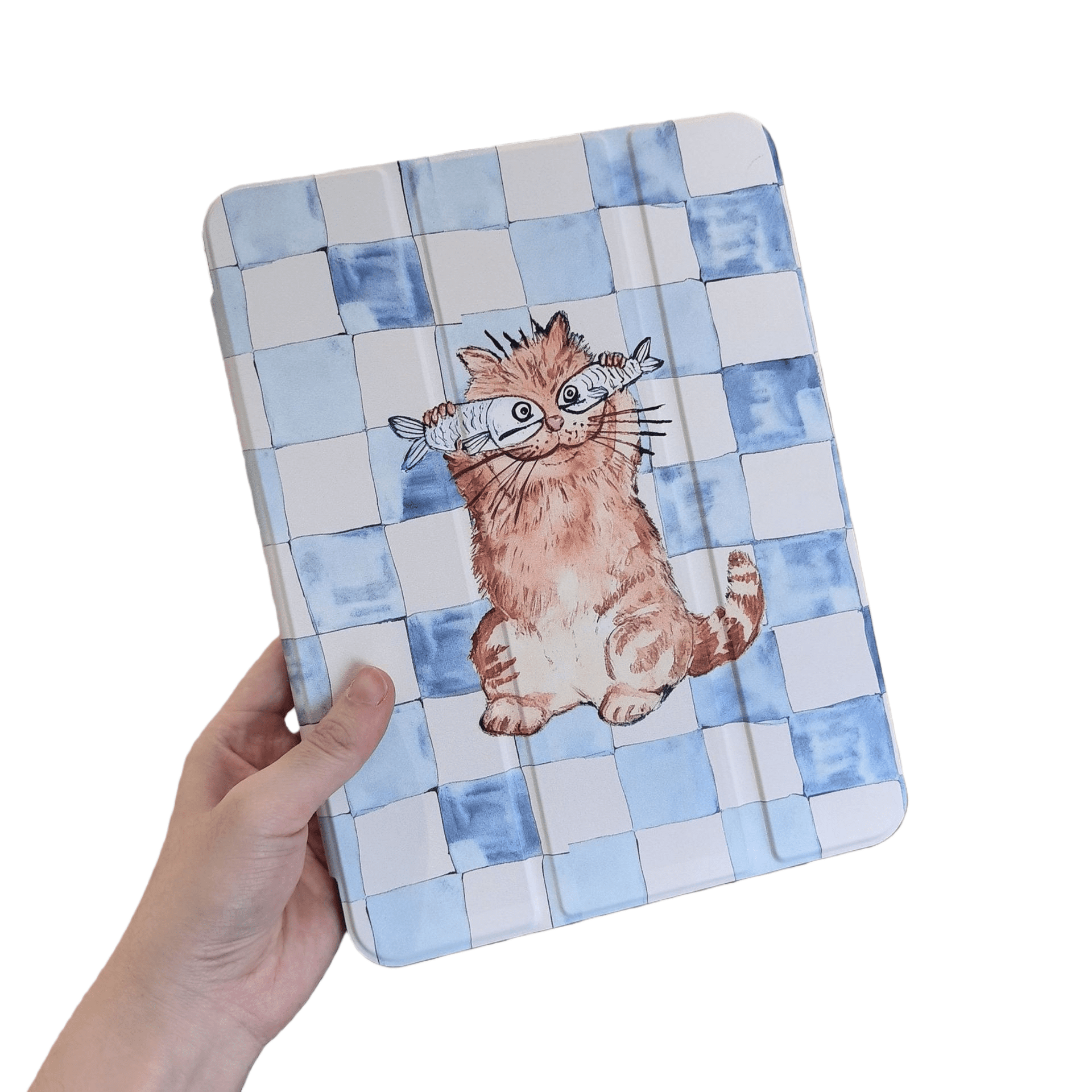 Cartoon Cat Plaid Pen Slot Tablet Case For iPad Mini6 7 Pro2025 2024 ...