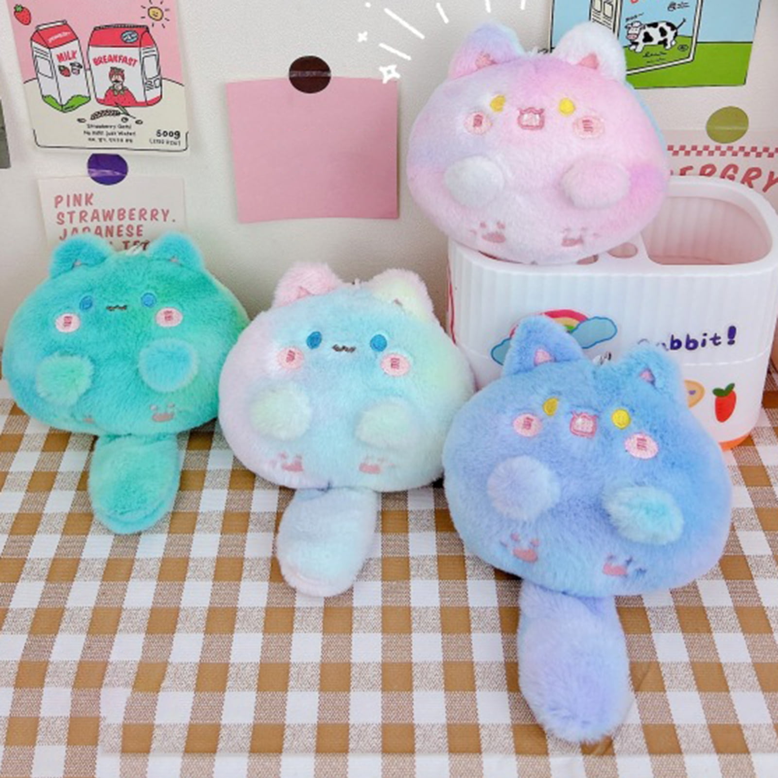 Cartoon Cat Plush Pendant - Built-in Squeaker Anime Kitten - Walmart.com