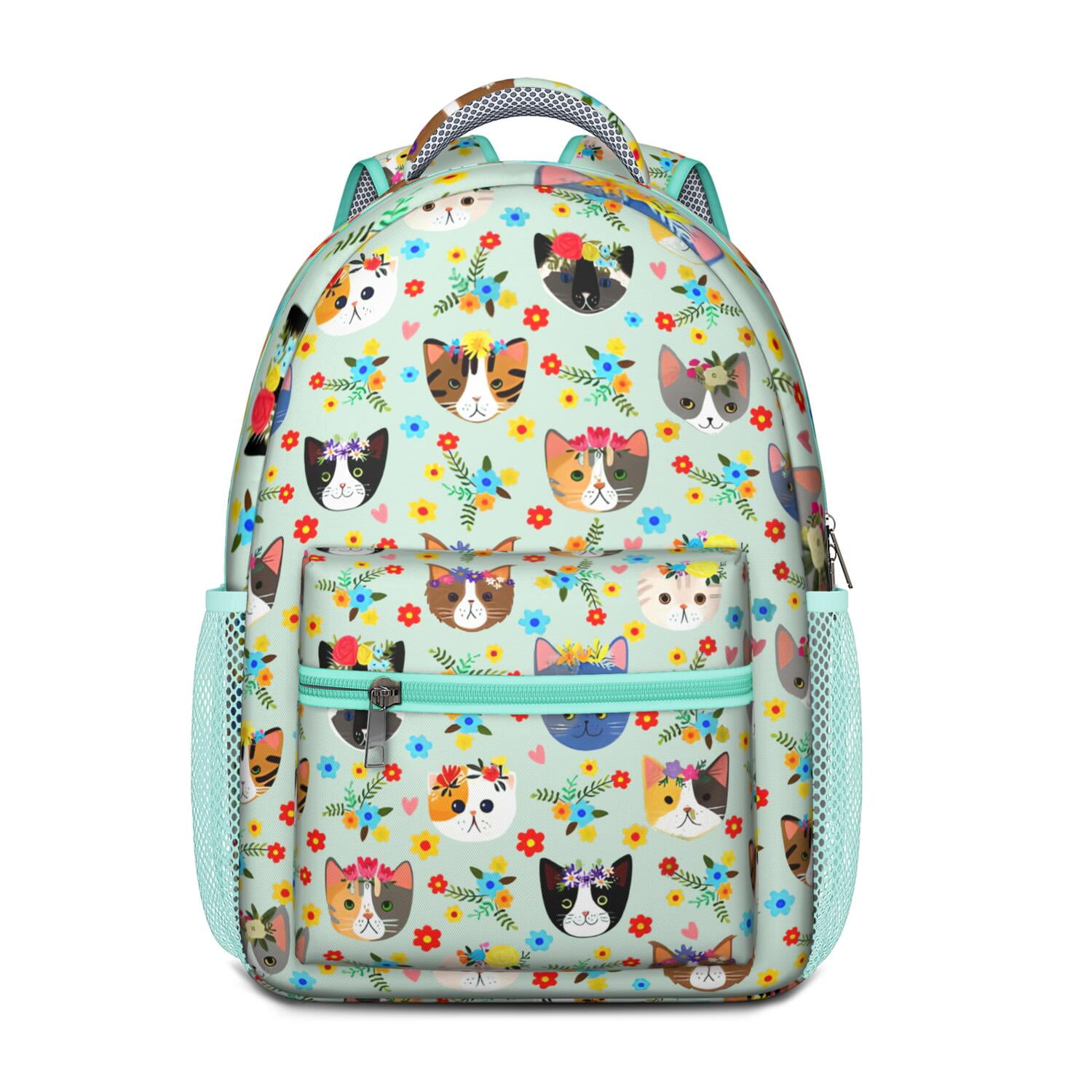 Cartoon Cat Print Waterproof Bookbag - Lightweight Durable Backpack ...