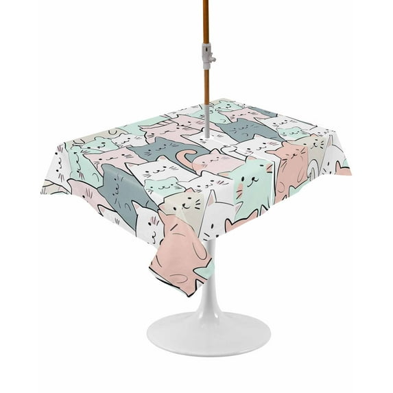 Cartoon Cat Rectangle Outdoor Tablecloth, Waterproof Table Cloth Cover ...