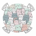 Cartoon Cat Round Tablecloth for 45-54 Inch Tables, Fitted Table Cover ...