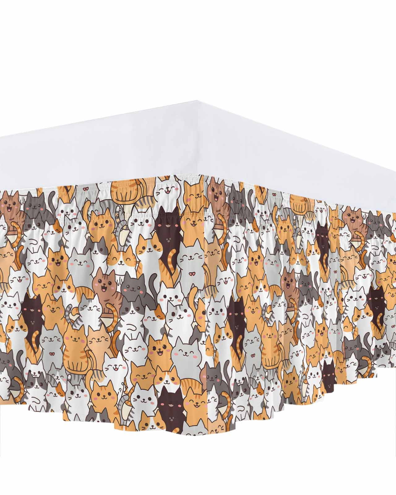 Cartoon Cat Ruffle Bed Skirt California King Size Cute Kitten ...