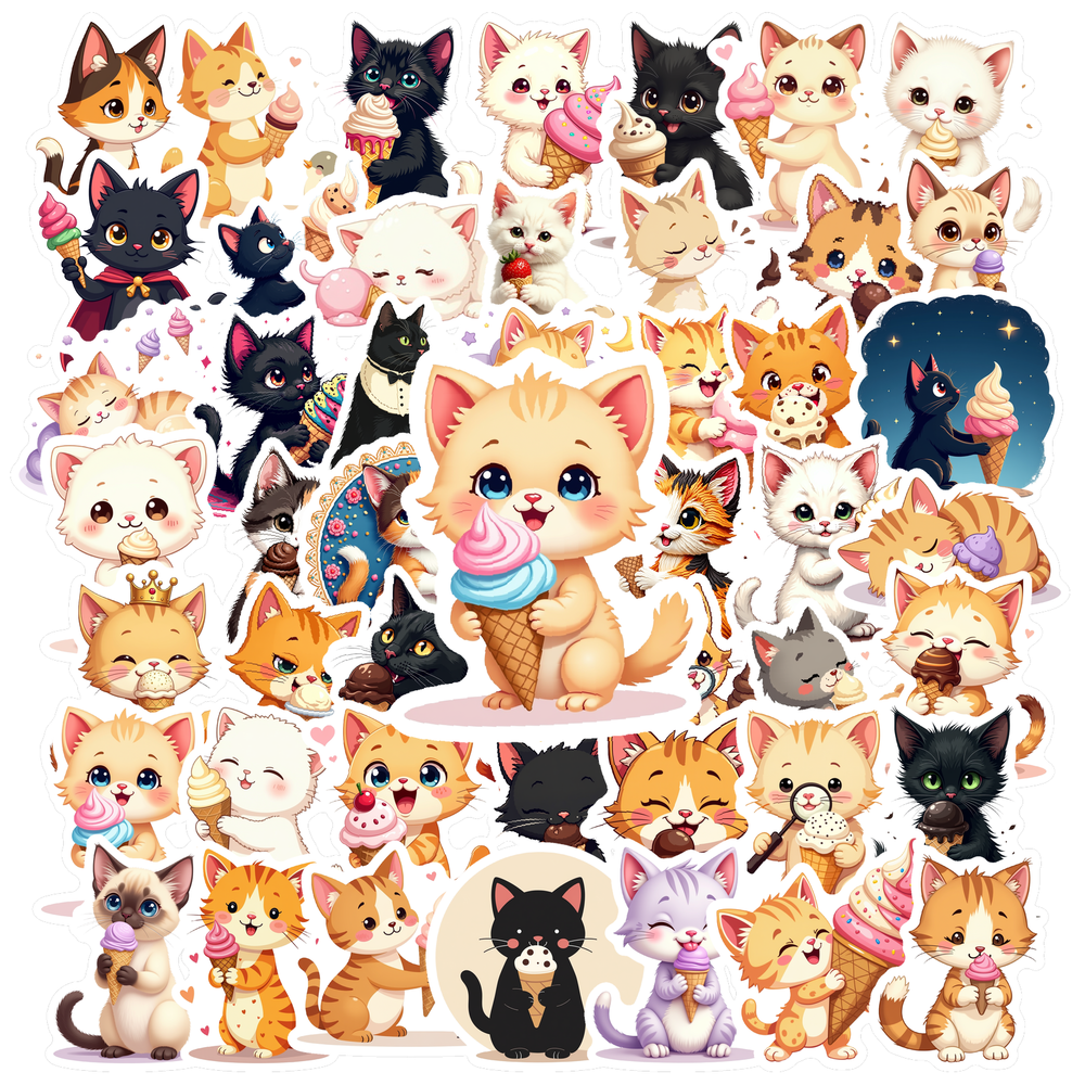 Cartoon Cat Stickers, Waterproof Cat Sticker for Water Bottle Laptop ...