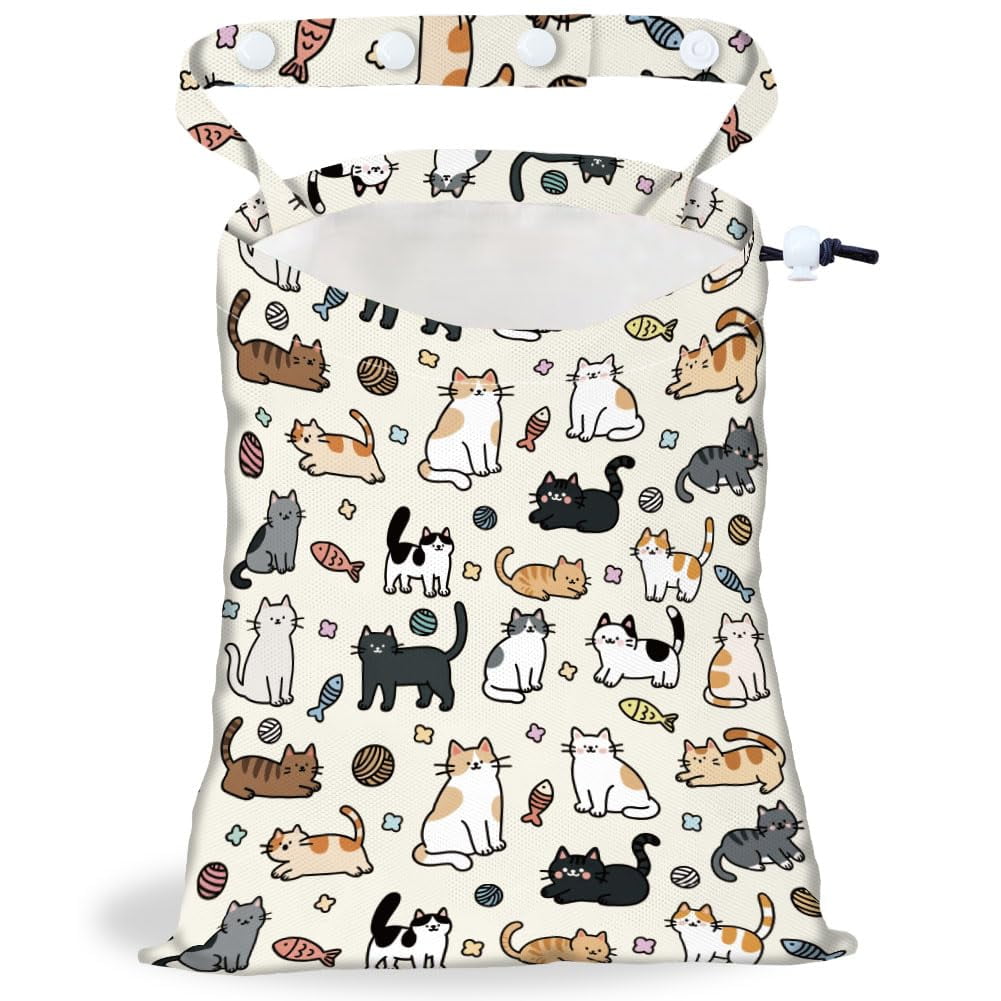 Cartoon Cat Strap Drawstring Car Trash Bag Hanging Garbage Bag with ...