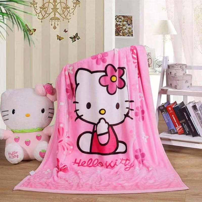 Cartoon Cat Throw Blanket for Girls Kids Adults, All Seasons Flannel Blanket, Soft Warm Plush ...