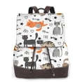 Cartoon Cat Women's Leather Backpack All-Over Print Bag for Work and ...