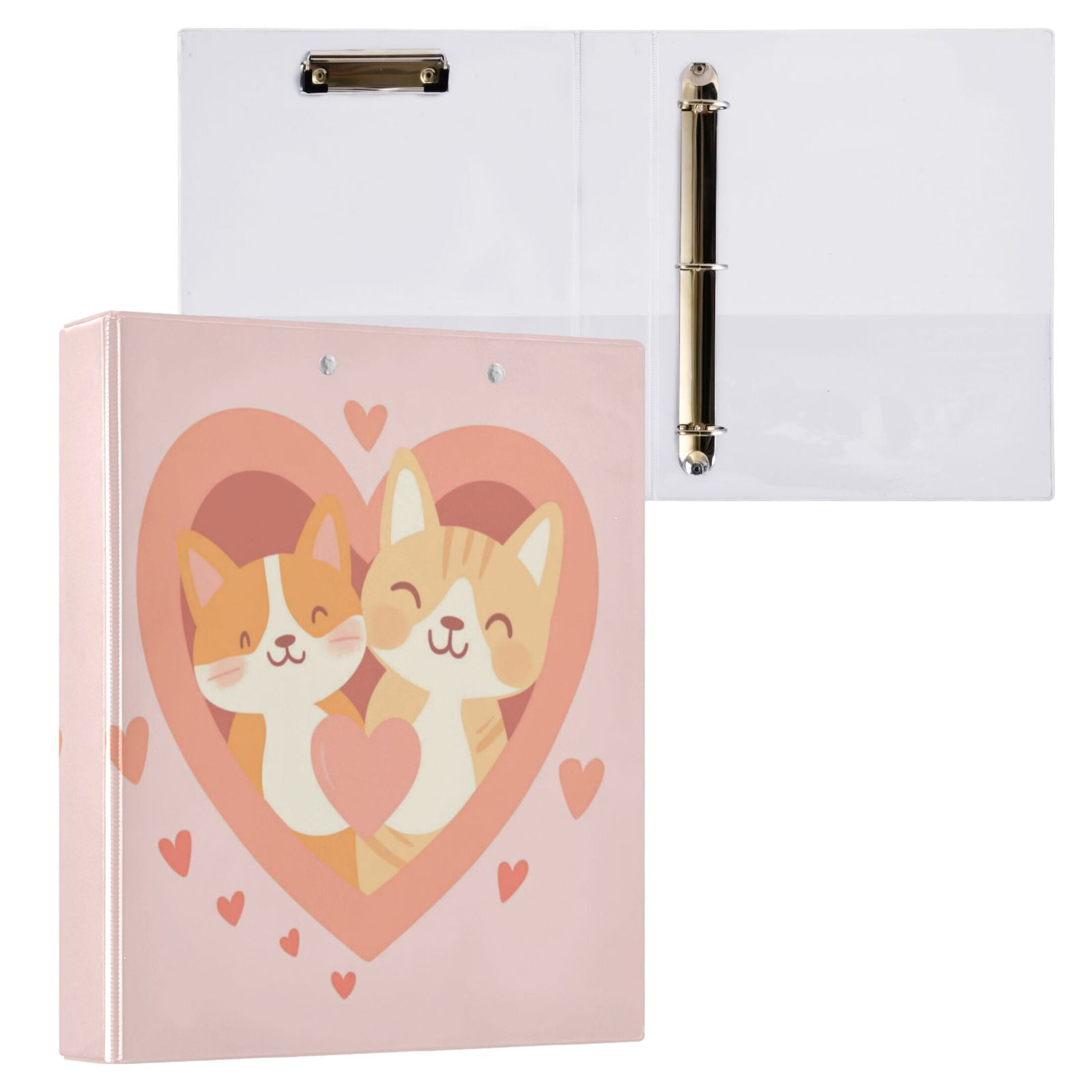 Cartoon Cat and Dog 3 Ring Hardcover Binders 1.5in Round Rings for ...