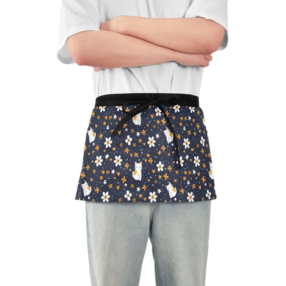 Server Apron with 3 Pockets Waterproof Waitress Waist Short Apron for ...