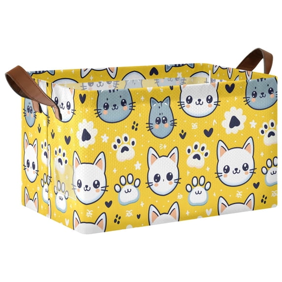 Cartoon Cat and Paw Collapsible Storage Bin Open Home Shelf Basket ...