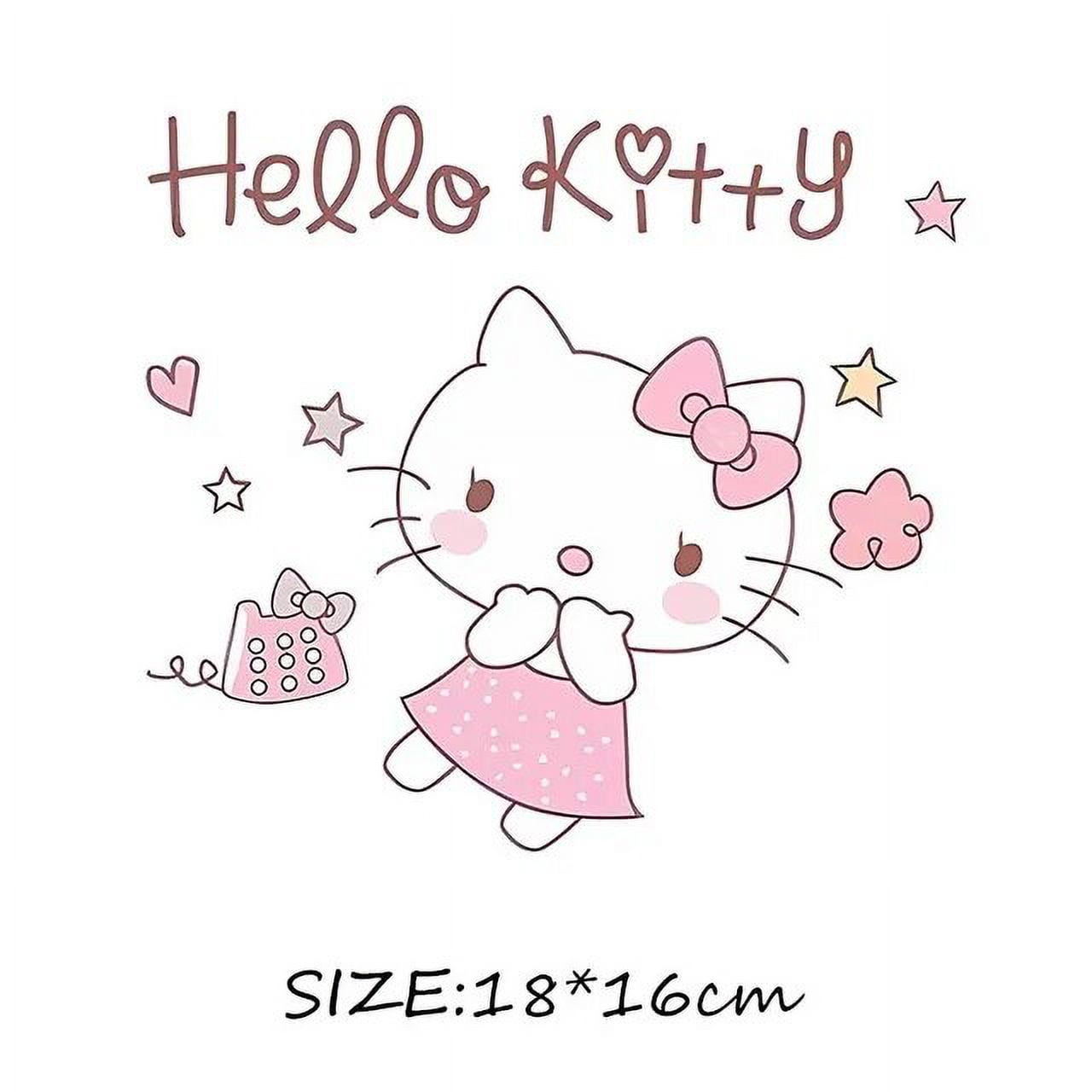 Cartoon Cat bowknot Hello Kitty Heat transfer Stickers Iron on Decals ...