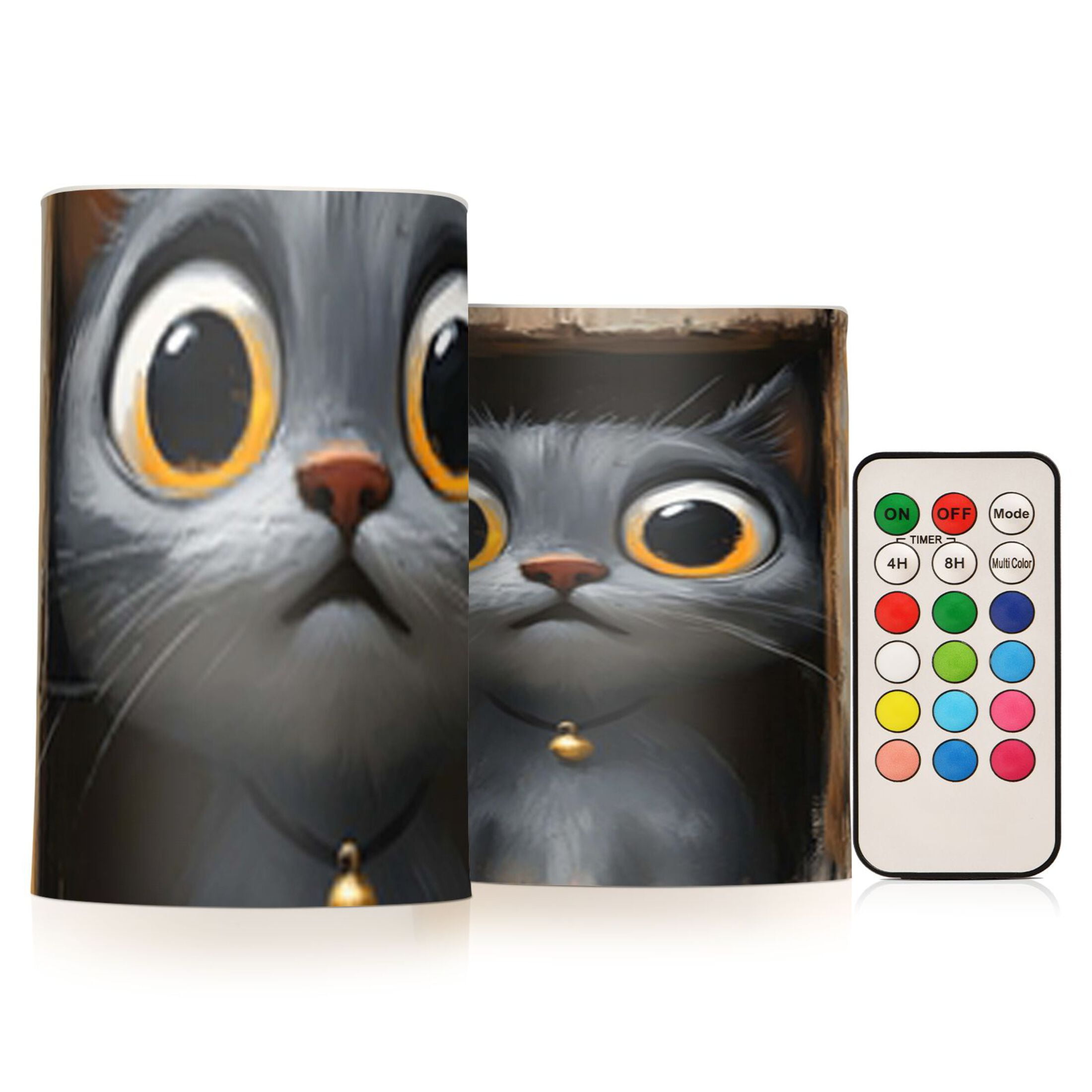 Cartoon Cat with Big Eyes Flickering Flameless Candles Battery Operated ...