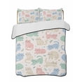 Cartoon Cats 3 Piece Quilt Bedding Set with 2 Pillow Shams, Pink Blue ...