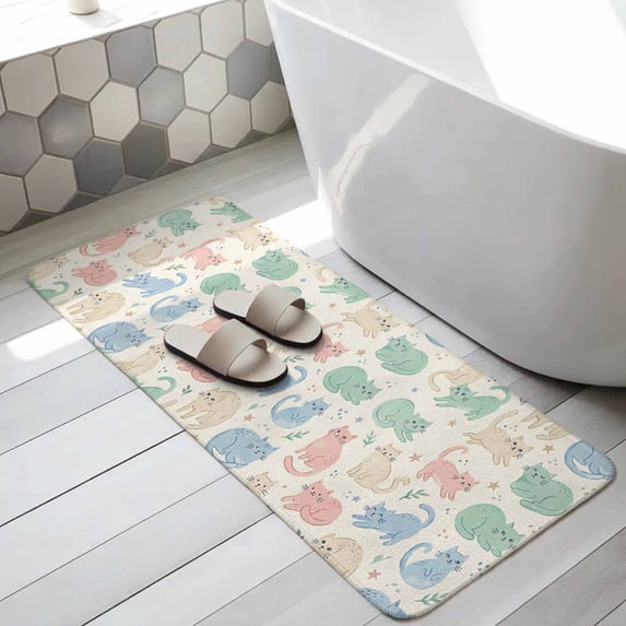 Cartoon Cats Bathroom Runner Rugs Non Slip Washable Absorbent Narrow ...