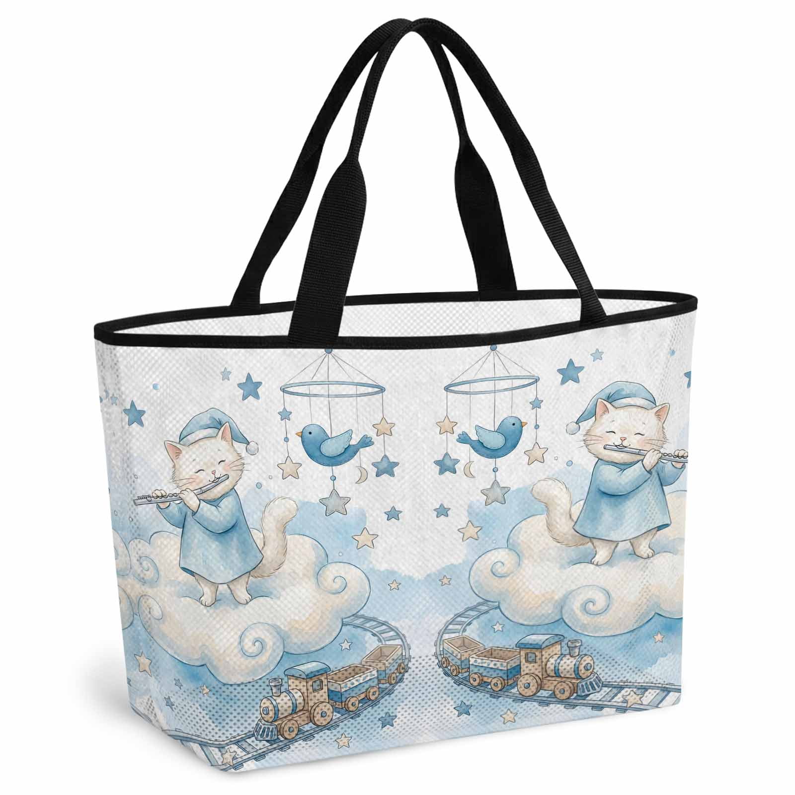 Cartoon Cats Beach Bag for Women, Large Breathable Mesh Beach Tote Bag ...