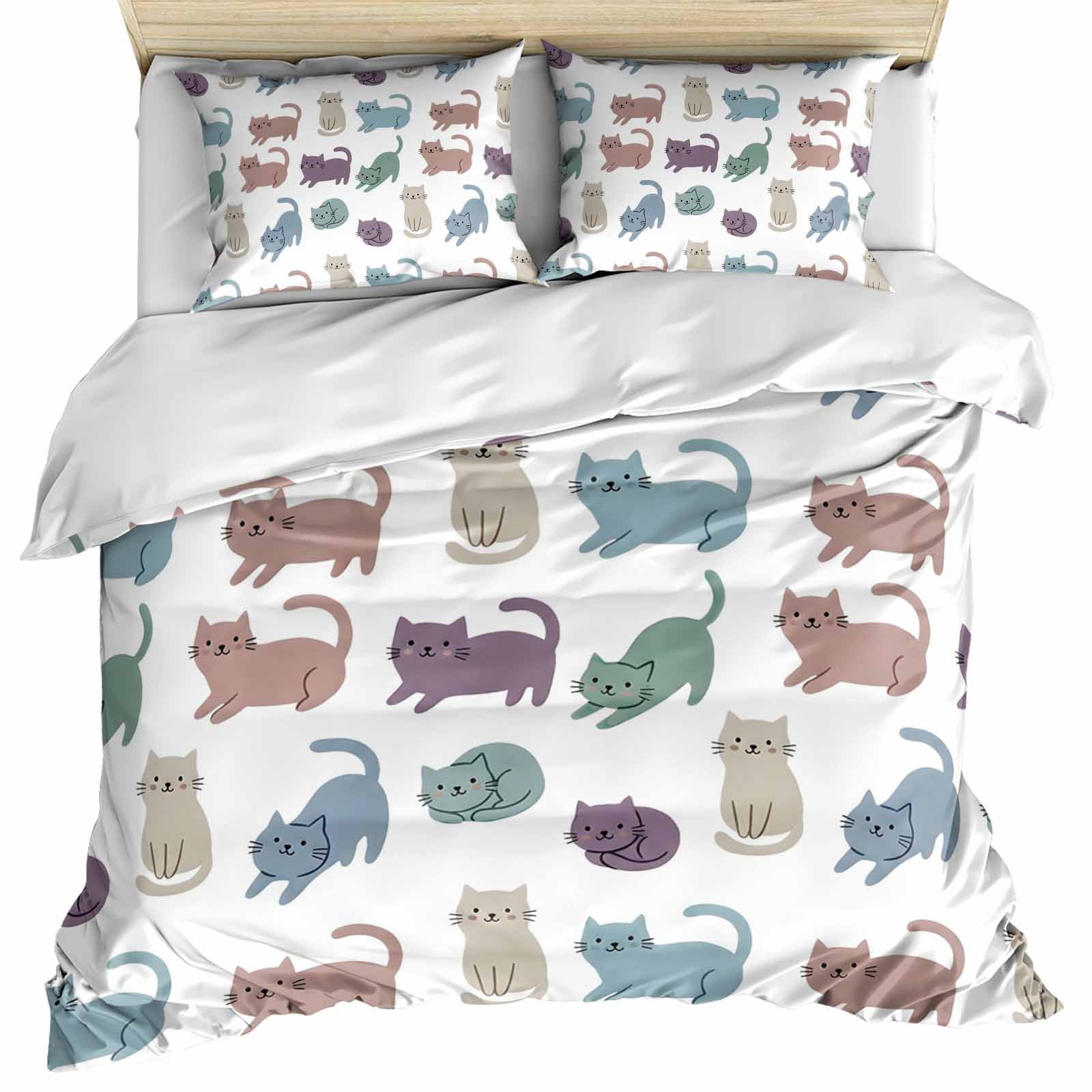 Cartoon Cats Bedding 3 Piece Duvet Cover Set California King, Modern ...