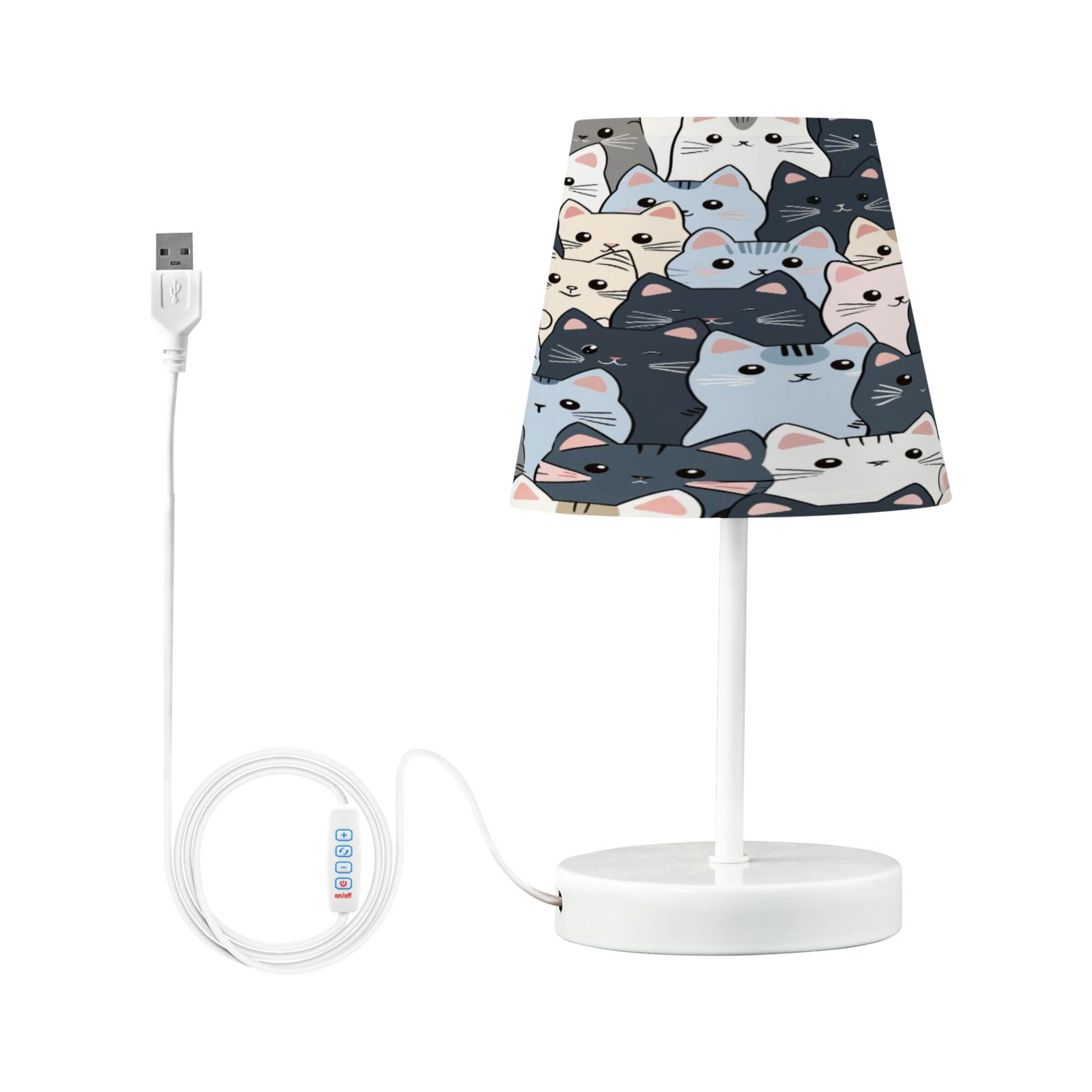 Cartoon Cats Face Desk Lamp LED Table Nightstand Lamps with 3 Color ...