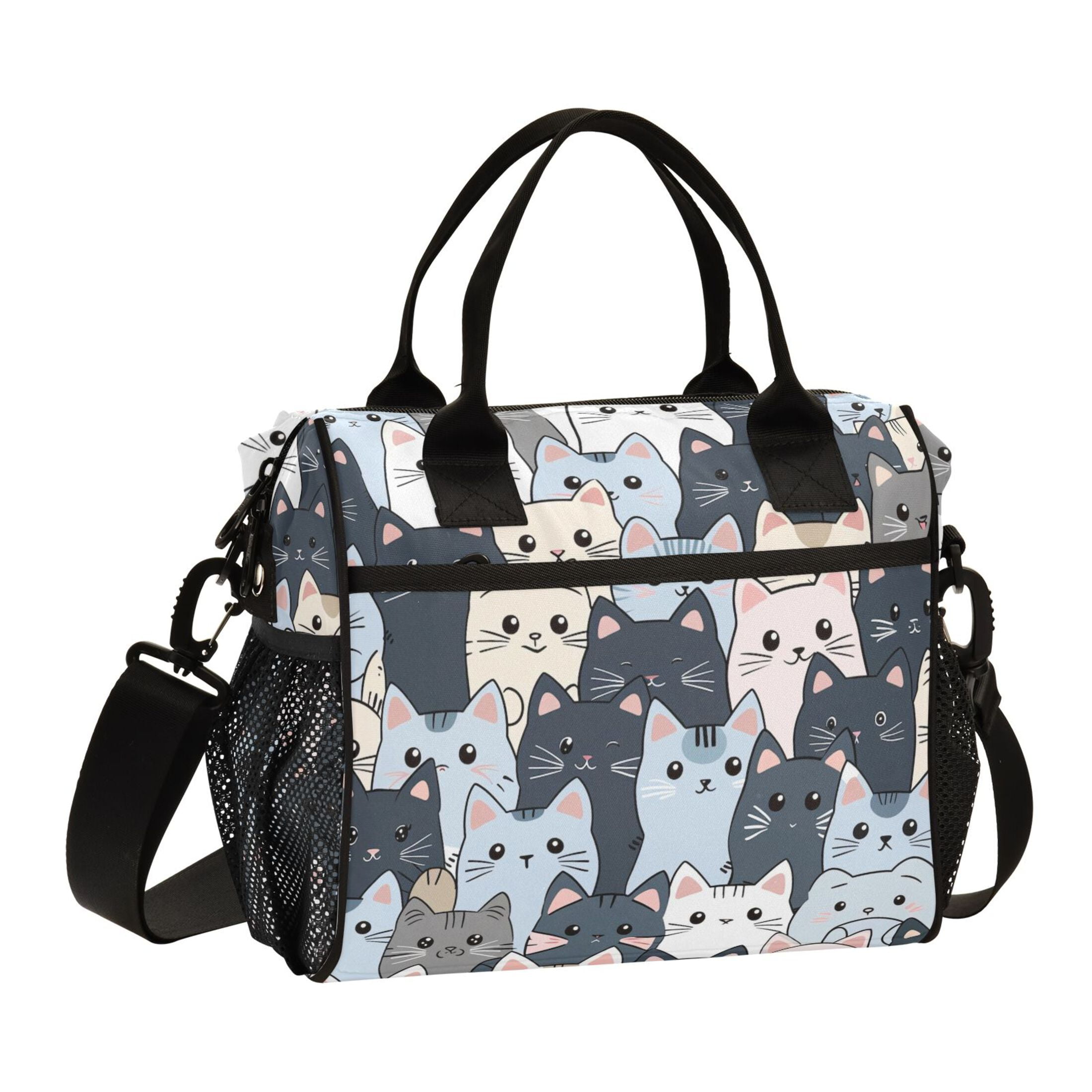 Cartoon Cats Face Lunch Bag Insulated Lunch Box Leakproof Reusable ...