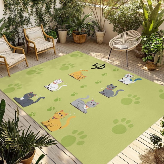 Cartoon Cats Outdoor Rug 4x6 Ft - Reversible Patio Rug Outdoor Camping ...