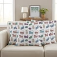 Cartoon Cats Pillow Covers Set of 4, Blue Green Purple Cat Simple ...