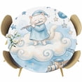Cartoon Cats Round Tablecloth 45-54 Inch Round Fitted Table Cloth with ...
