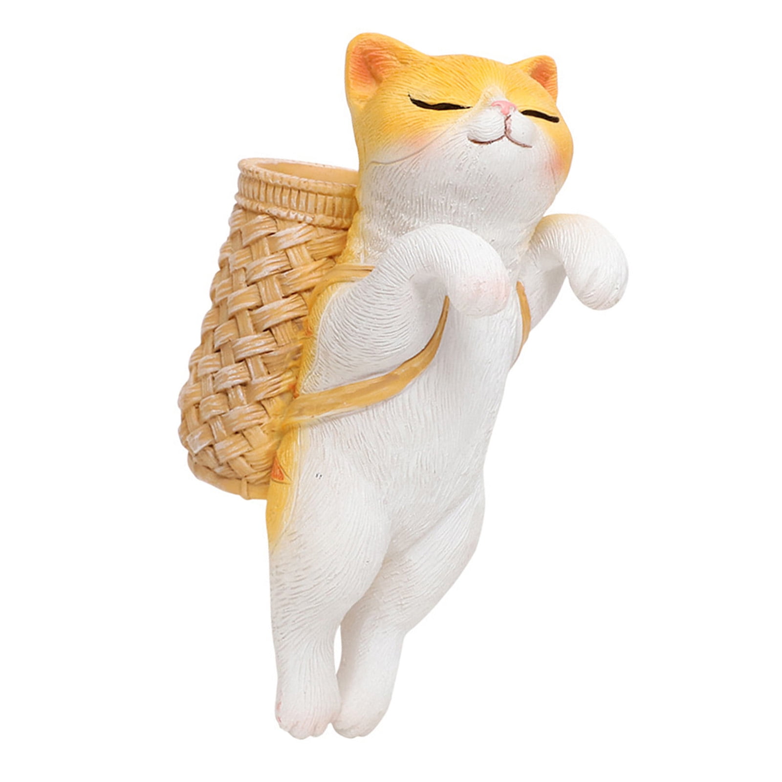 Cartoon Cats Shape Flower Pots Side Hanger Resins Figurine Planter Hook ...